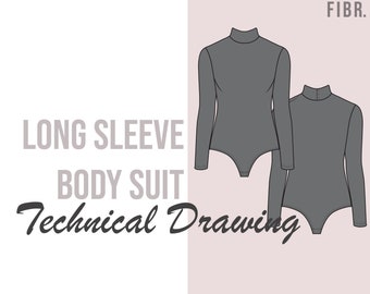 Bodysuit Vector-top Vector-women's Top Vector -fashion Flat Sketch for ...
