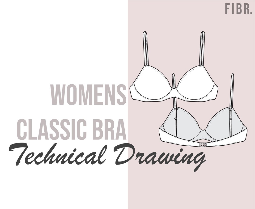 Women's Bra Technical Drawing - Fashion Flat - Etsy