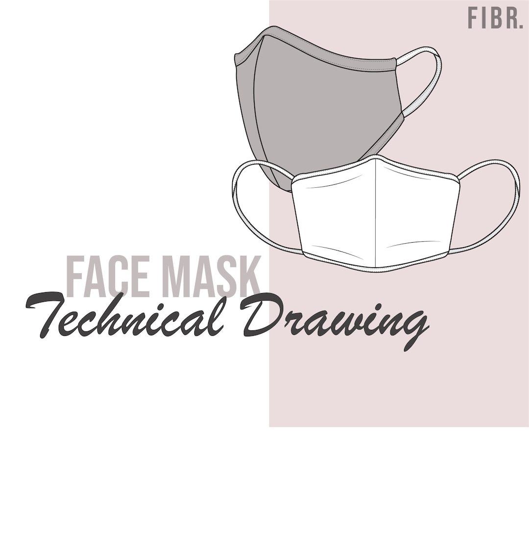 Face Mask Technical Drawing - Face Mask Template - Etsy