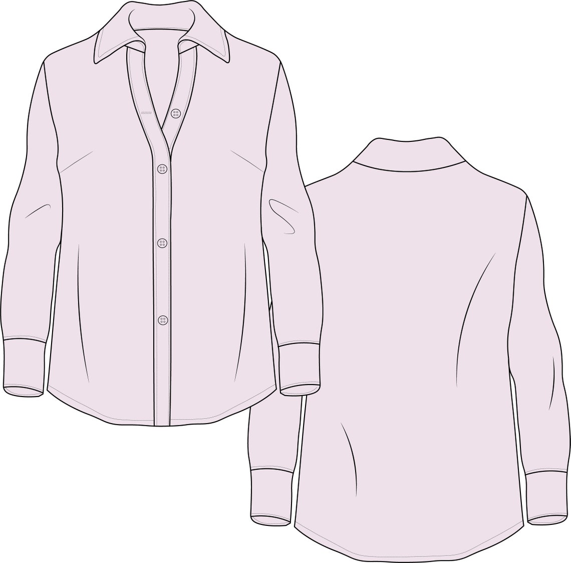 Womens Blouse Flat Sketch - Etsy