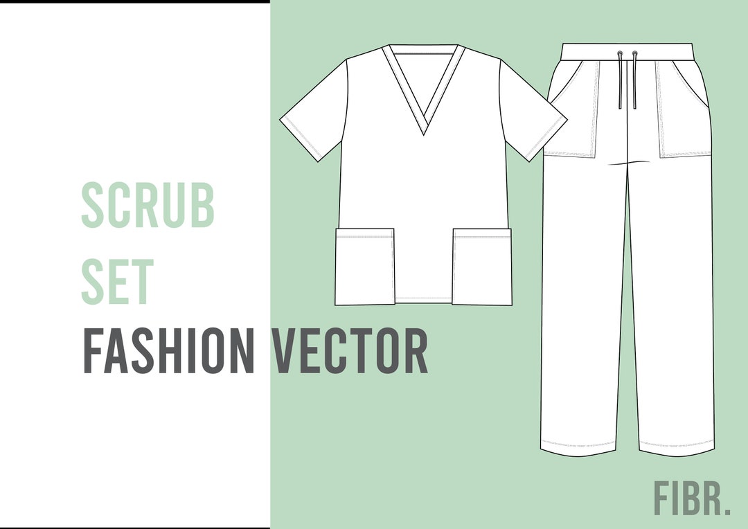 Medical Scrubs Technical Drawing - Fashion Flat - Etsy