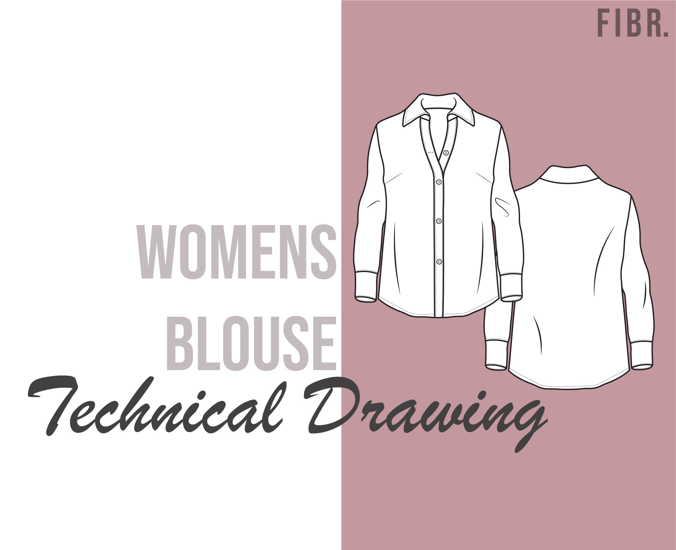 Womens Blouse Flat Sketch - Etsy