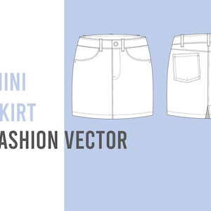 Fashion Template- Mini Denim Skirt - Etsy