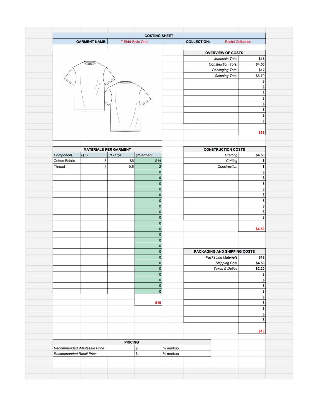 Excel Tech Pack Template - Fashion Template - Etsy