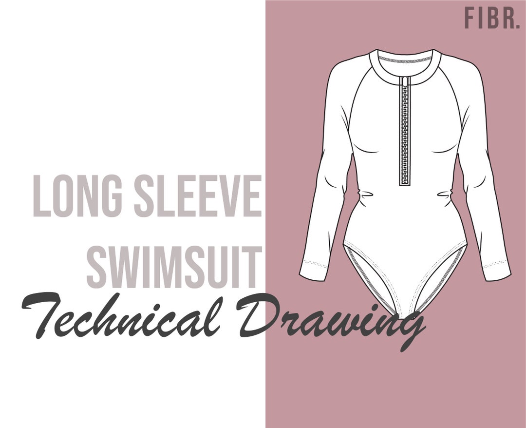 Swimsuit Technical Drawing - Fashion Vector - Etsy