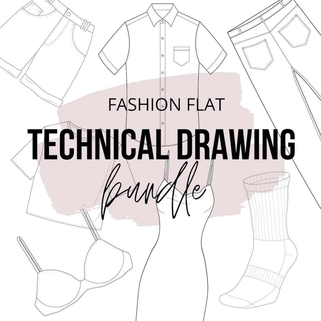 Fashion Flat - Four Technical Drawings Bundle - Etsy
