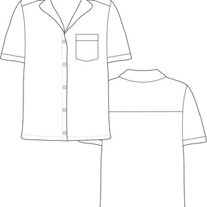 Pajama Top- PJ Shirt Technical Drawing - Etsy