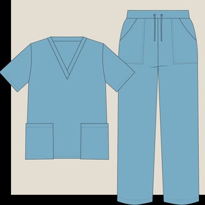Medical Scrubs Technical Drawing - Fashion Flat - Etsy