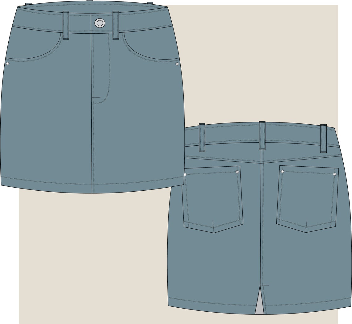 Fashion Template- Mini Denim Skirt - Etsy