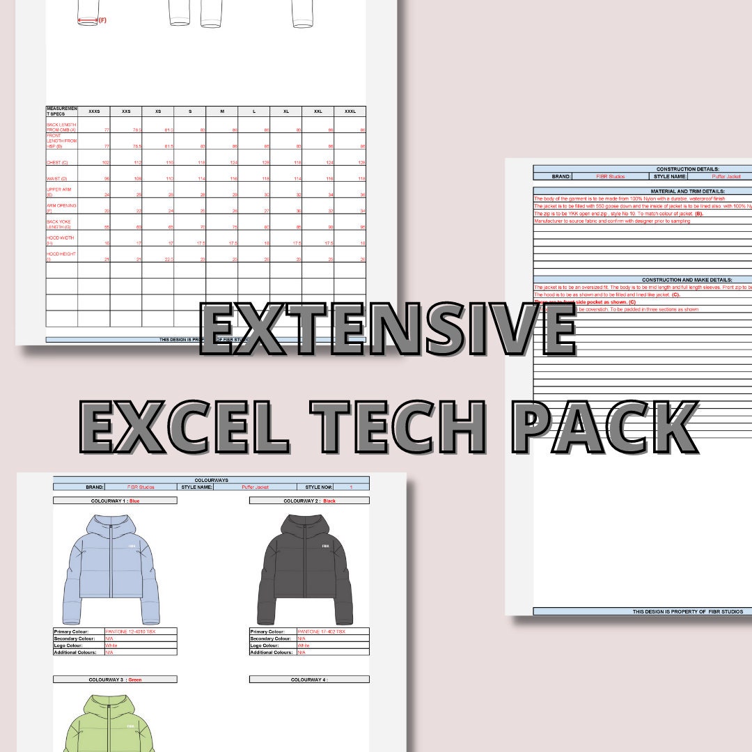 Extensive EXCEL Tech Pack Template Blank With Instructions - Etsy