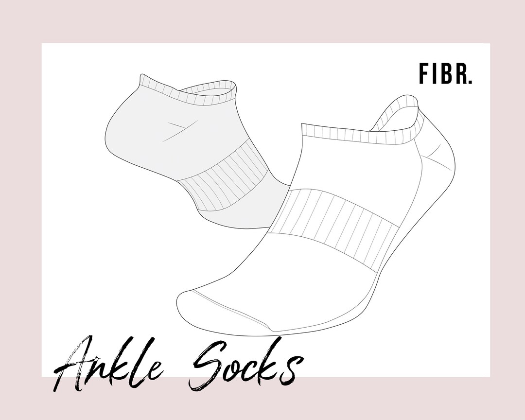 Unisex Ankle Socks Technical Drawing - Fashion Flat - Etsy