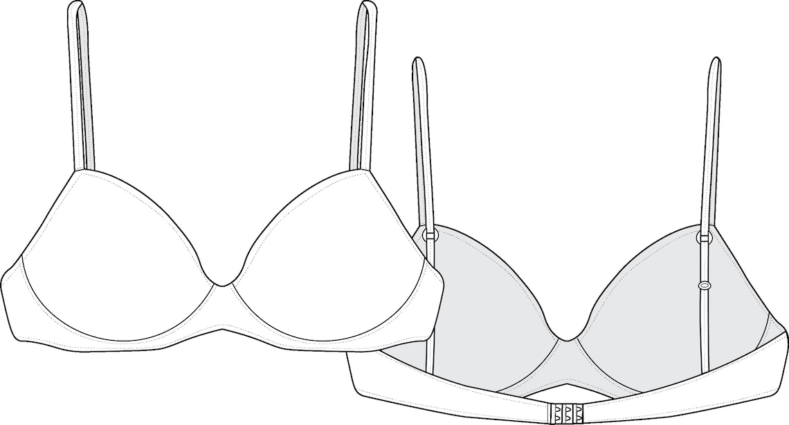 Women's Bra Technical Drawing - Fashion Flat - Etsy