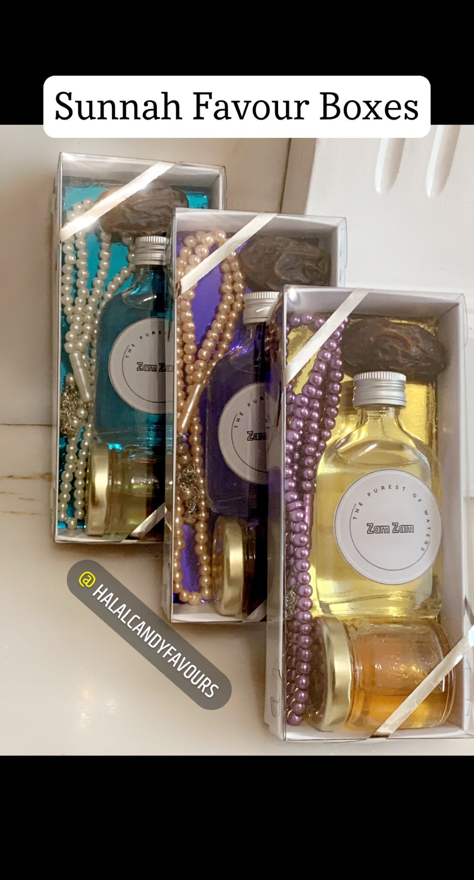 Sunnah Favour Boxes Small Box Zamzam Bottle With Tasbee - Etsy UK