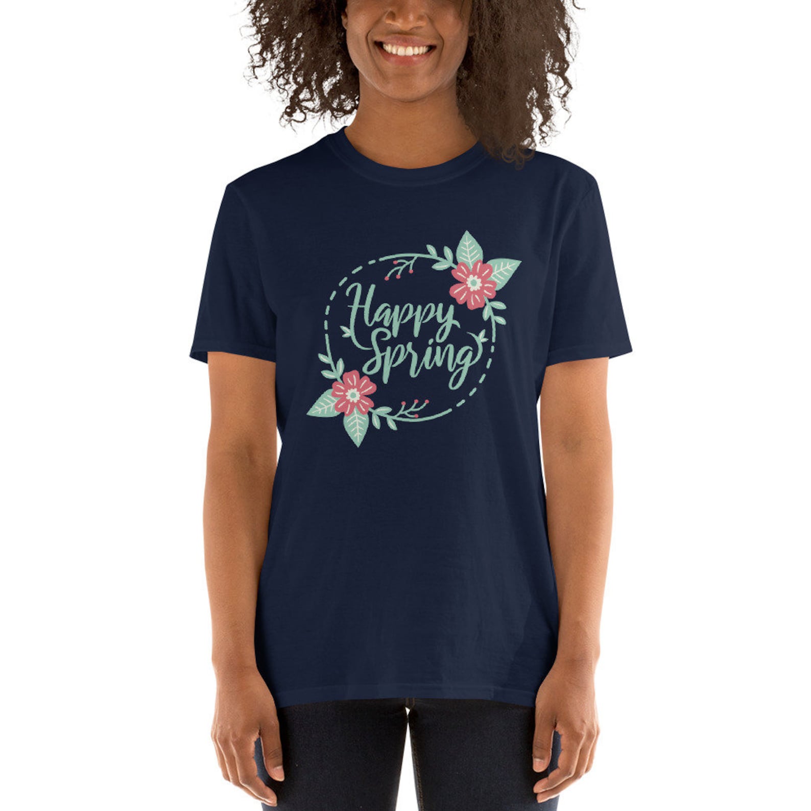 Happy Spring T-shirt, Cotton Floral Tee, Unisex Spring Tshirt - Etsy