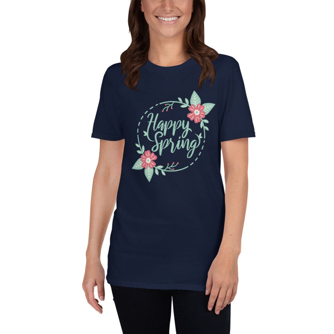 Happy Spring T-shirt, Cotton Floral Tee, Unisex Spring Tshirt - Etsy