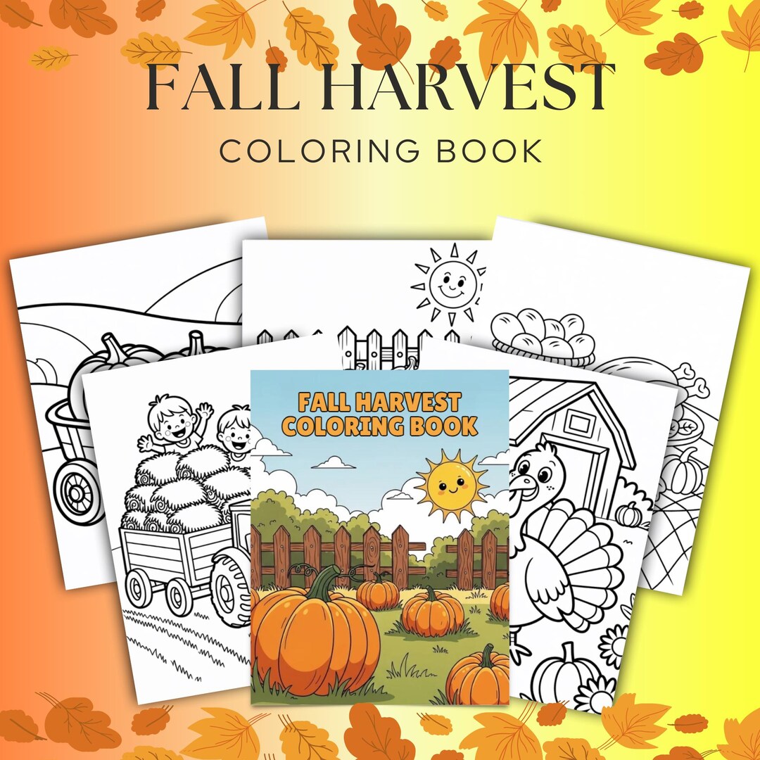 Fall Harvest Coloring Book - Autumn Printable Coloring Pages - Etsy