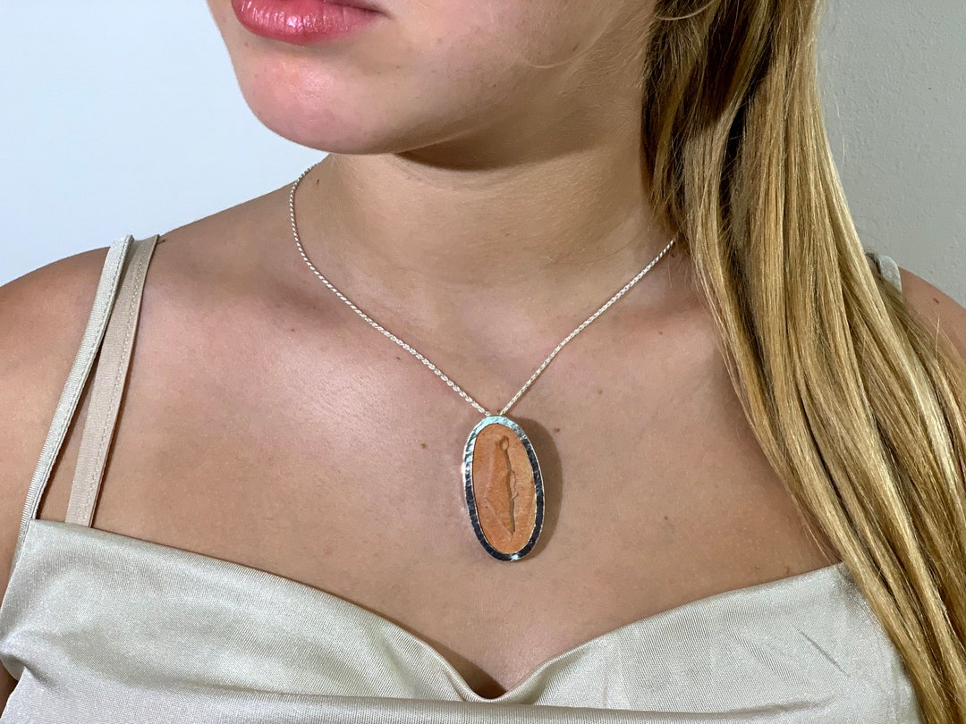 Israel Map Silver Pendant With Red Jerusalem Stone, Handmade Necklace ...