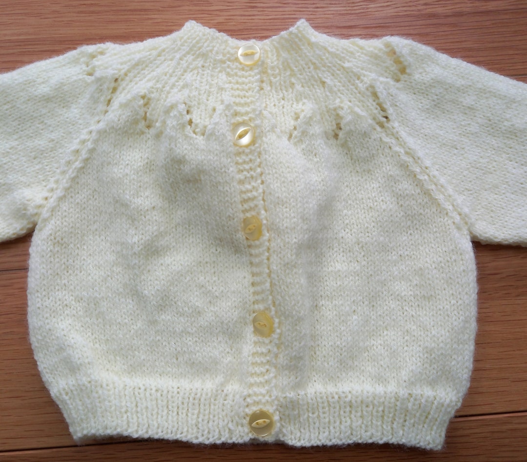 Handknitted Baby Cardigan, NB 3m, in Yellow - Etsy UK
