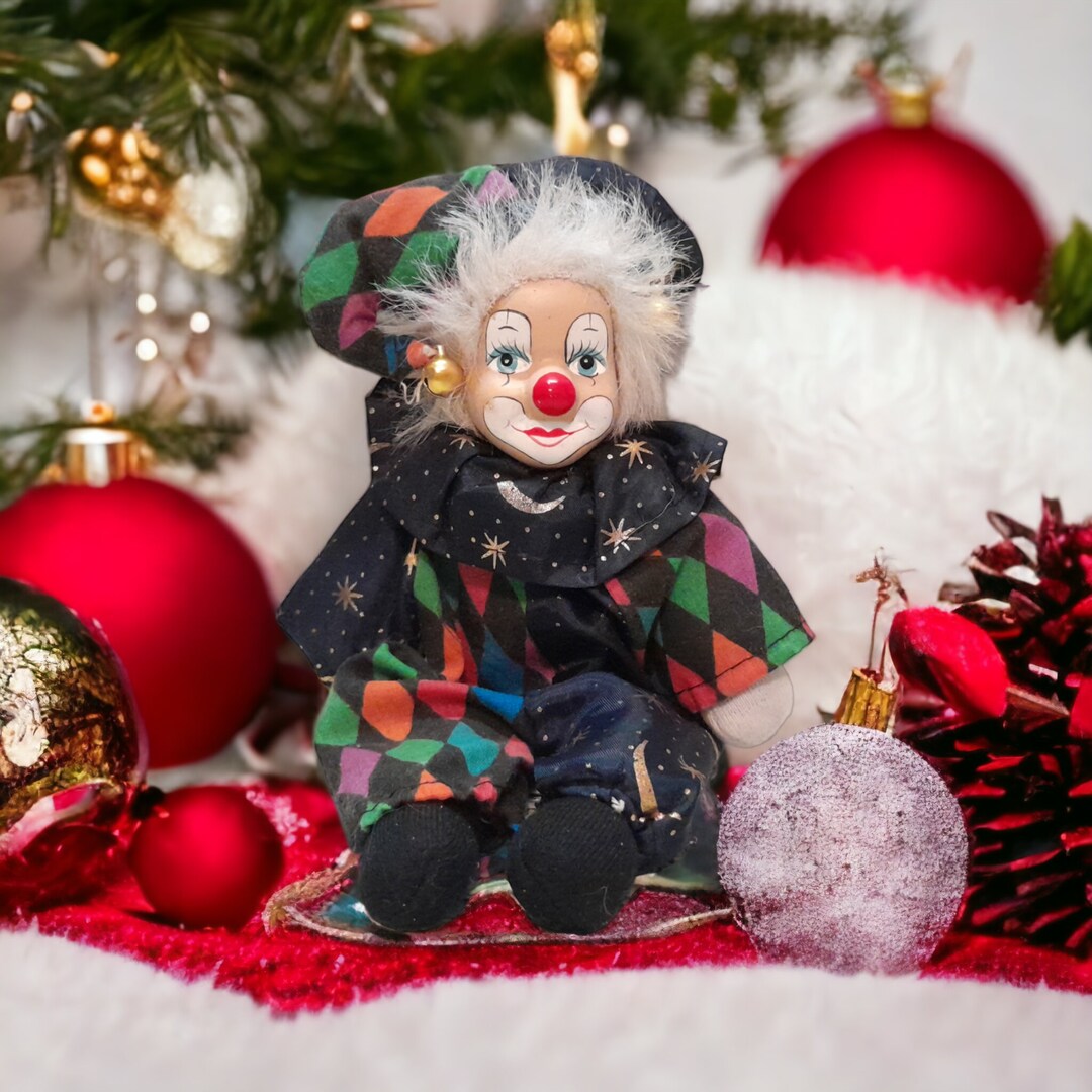 Vintage Porcelain Clown Doll: Harlequin Jester, 80s Circus Decor - Etsy