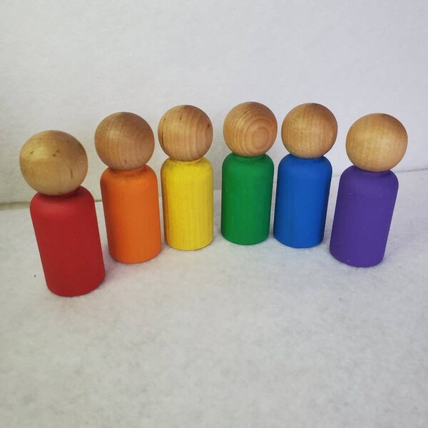 Rainbow Peg People - Etsy