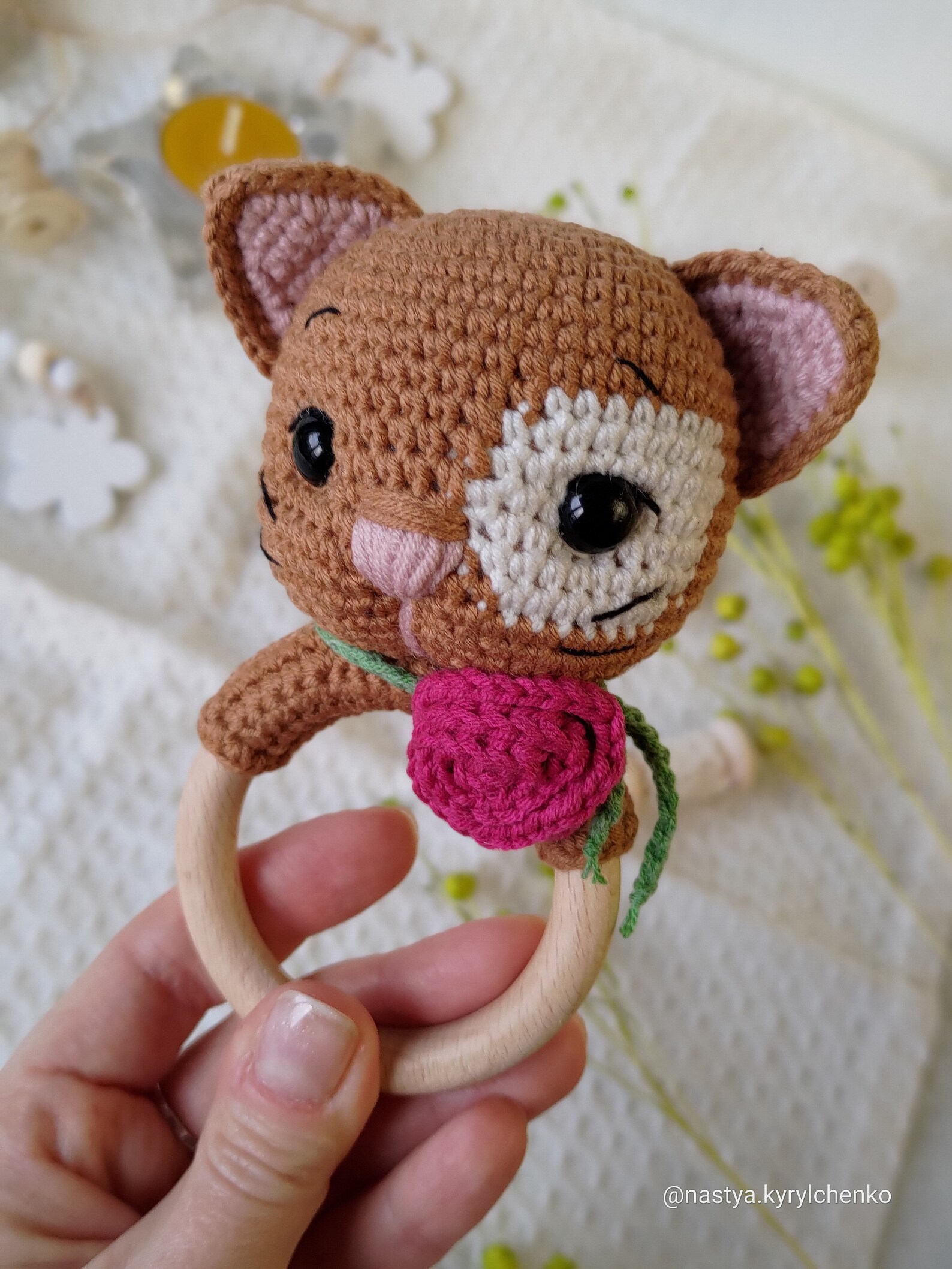 Crochet Kitten Girl Rattle, Newborn Baby Toy, Rattle for Baby, Gift for ...