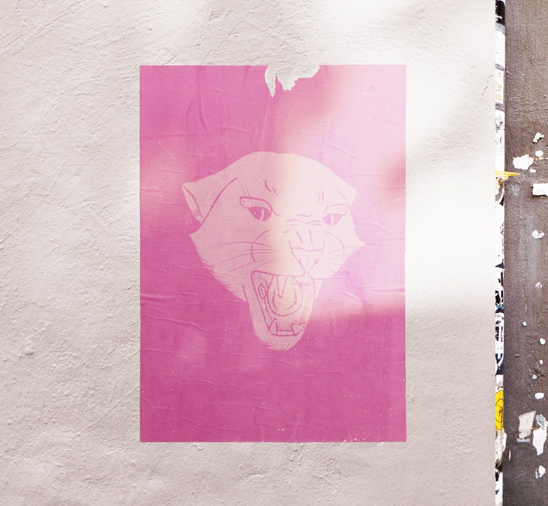 Pink Panther Design - Minimalist Modern Printable Wall Art - Instant ...
