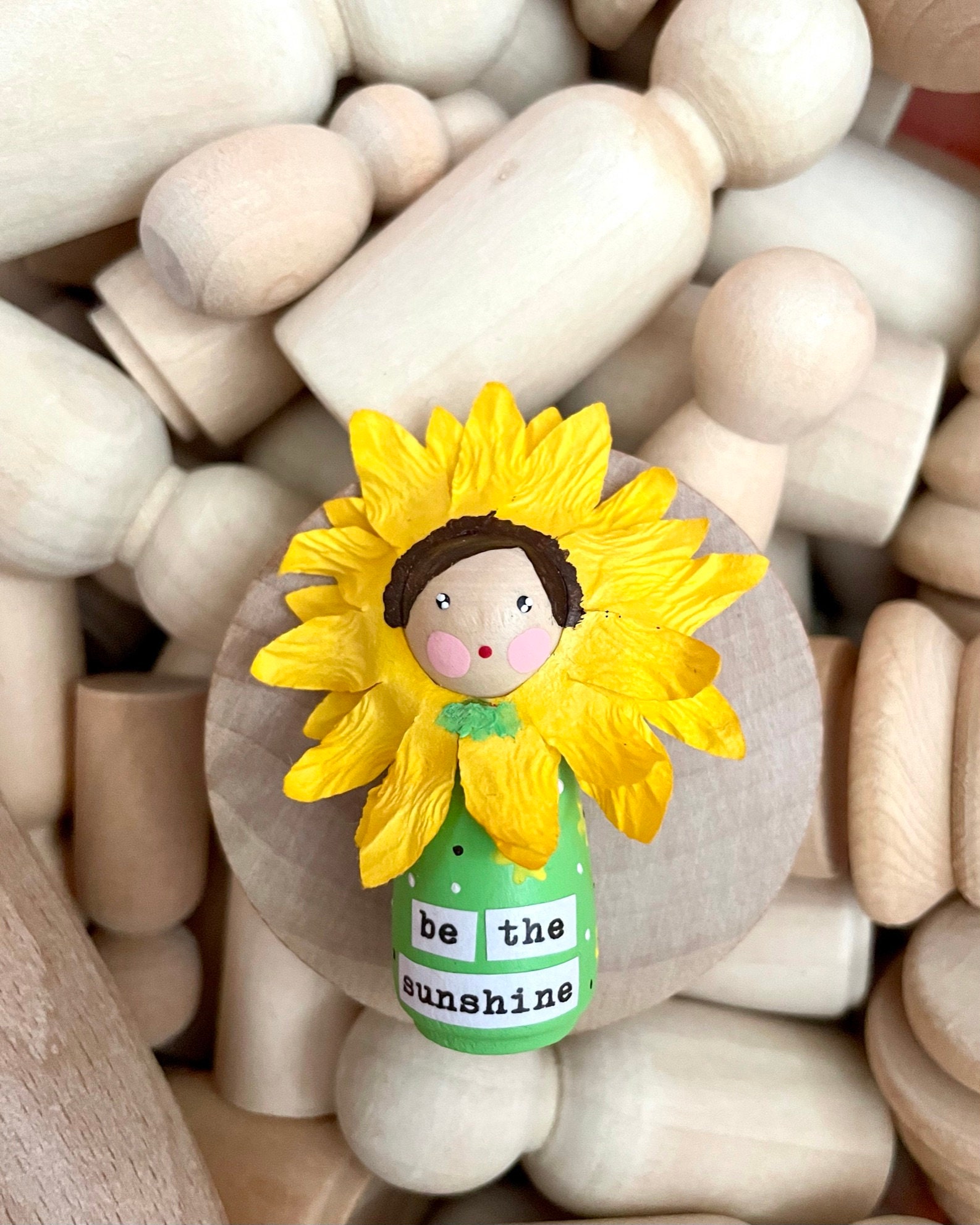 Be the Sunshine Gift Sunflower Peg Doll Motivational Desk - Etsy
