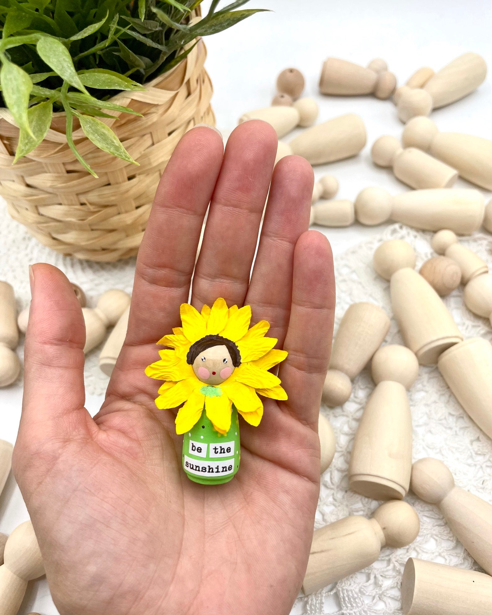 Be the Sunshine Gift Sunflower Peg Doll Motivational Desk - Etsy