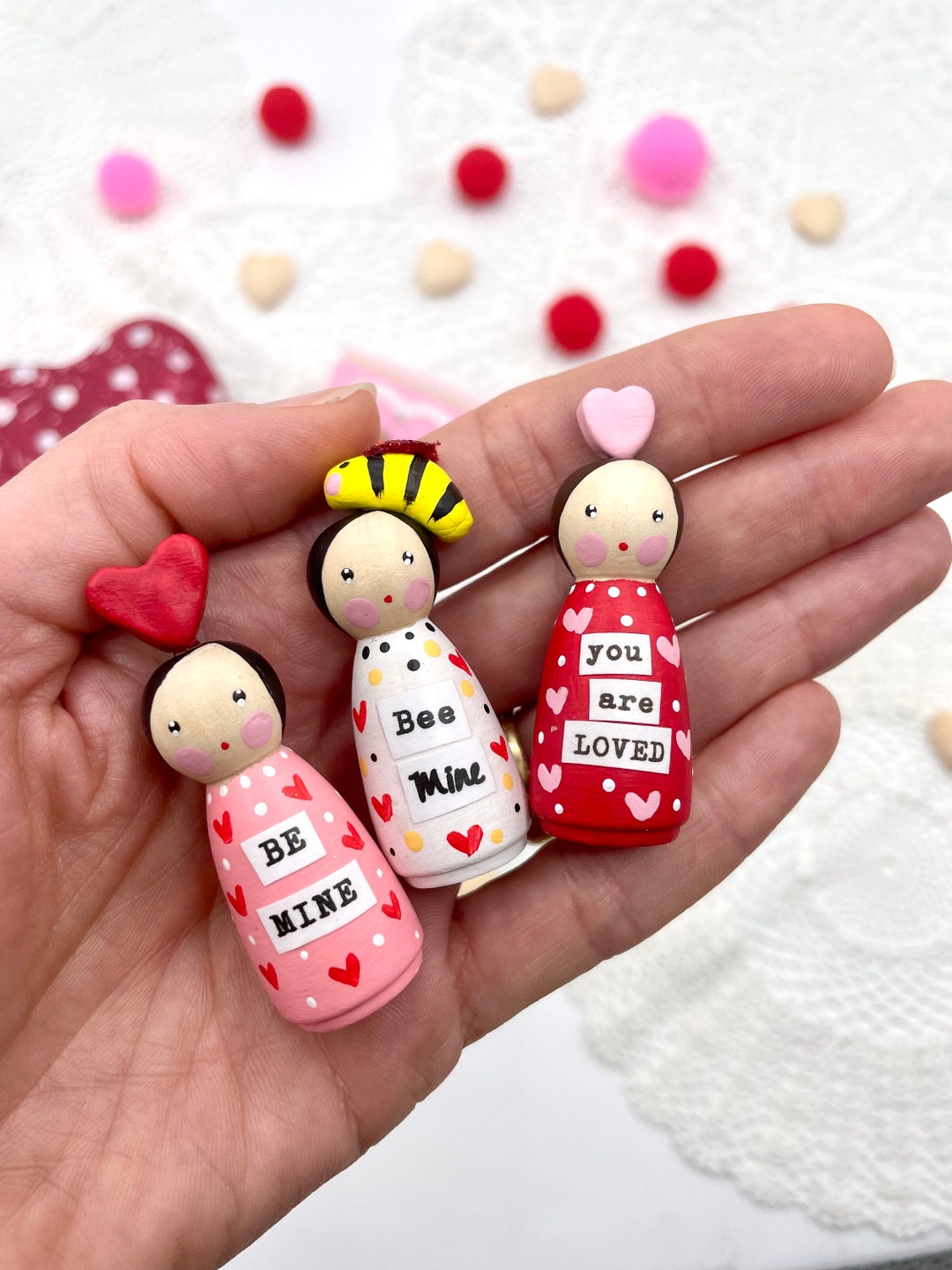 Bee Mine Valentines Peg Doll, Bumble Bee Novelty Valentine Figurines ...