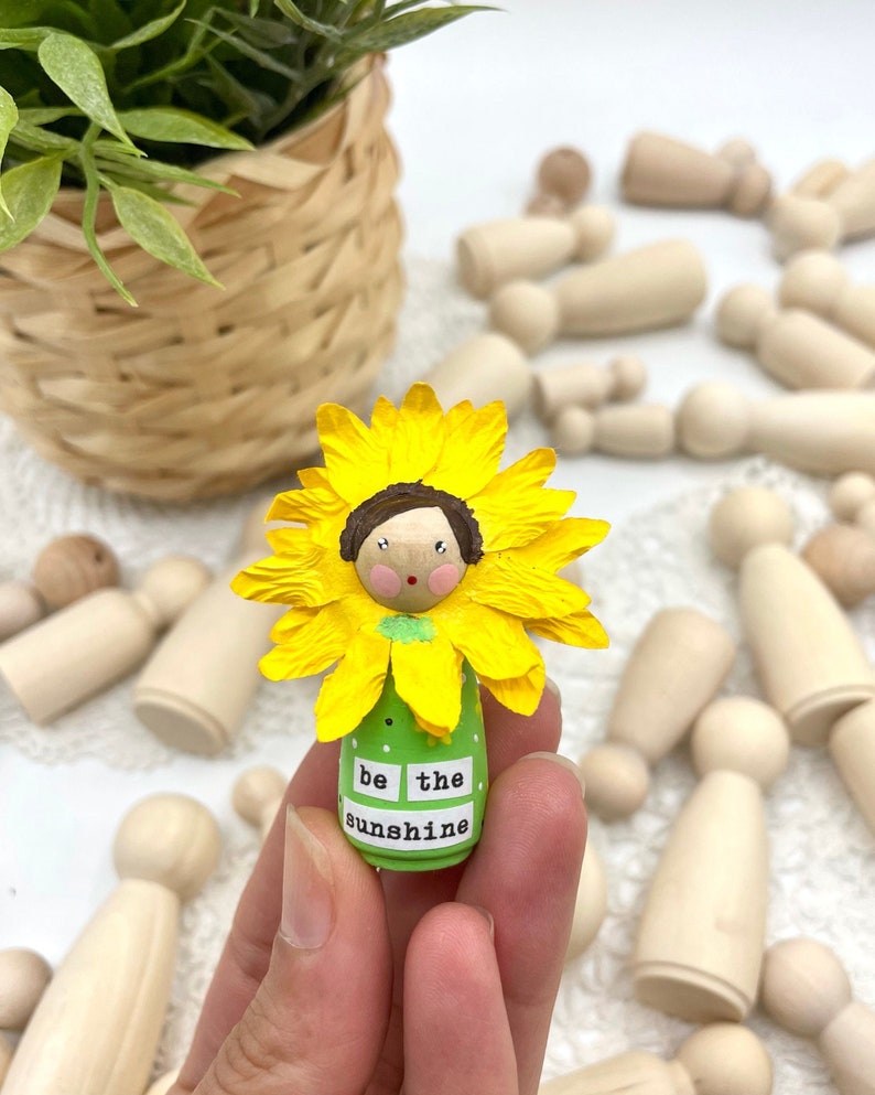 Be the Sunshine Gift Sunflower Peg Doll Motivational Desk - Etsy