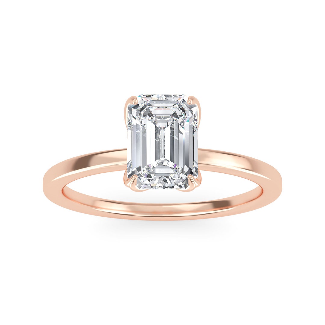 Emerald Shaped Engagement Ring - Real Emerald Ring - Platinum Emerald ...