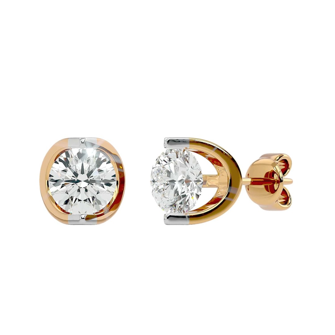Tension Set Solitaire Diamond Stud Earrings - 2 Carat Round Diamond ...
