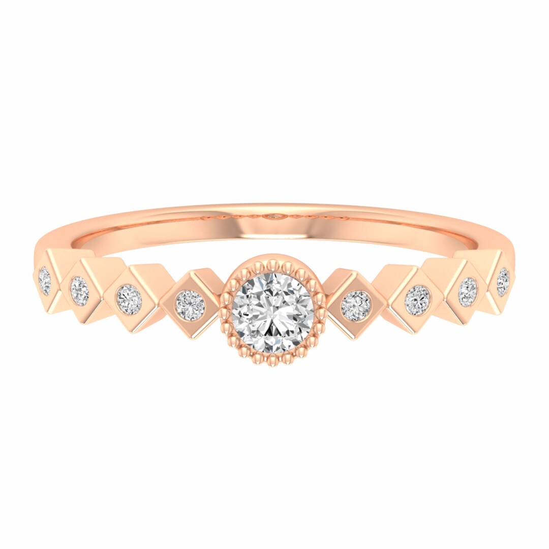 Milgrain Bezel Set Diamond Anniversary Ring, Art Deco Design - Etsy