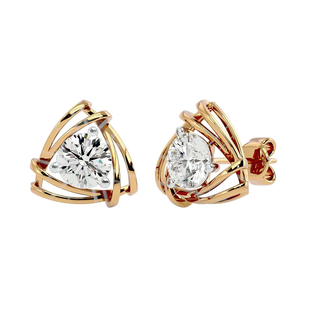 Delightful Double Triangle Shape Lab Grown Diamond Stud Earrings - Etsy