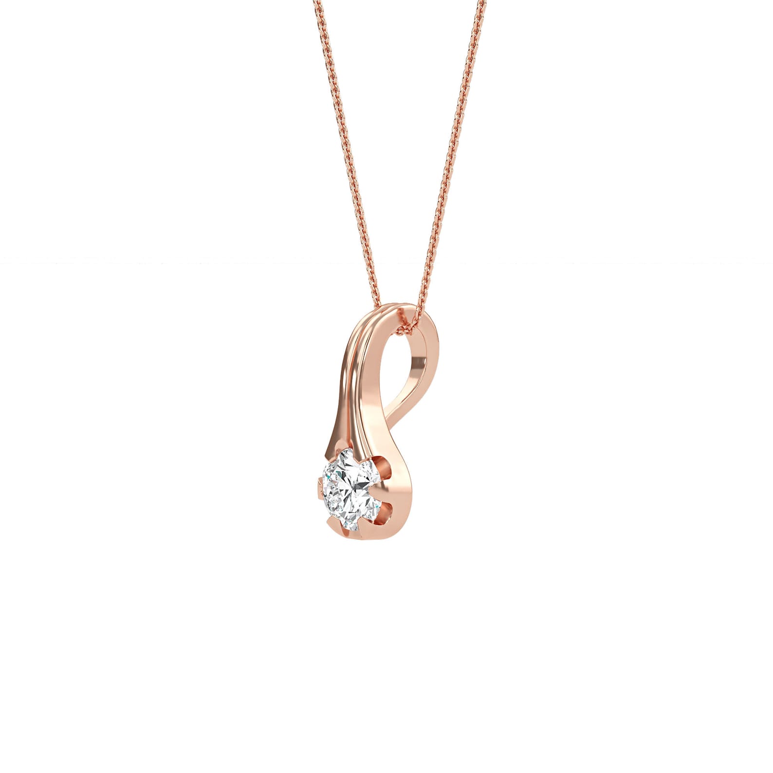 Half Bezel Set Round Diamond Wedding Pendant, Solitaire Diamond Pendant ...