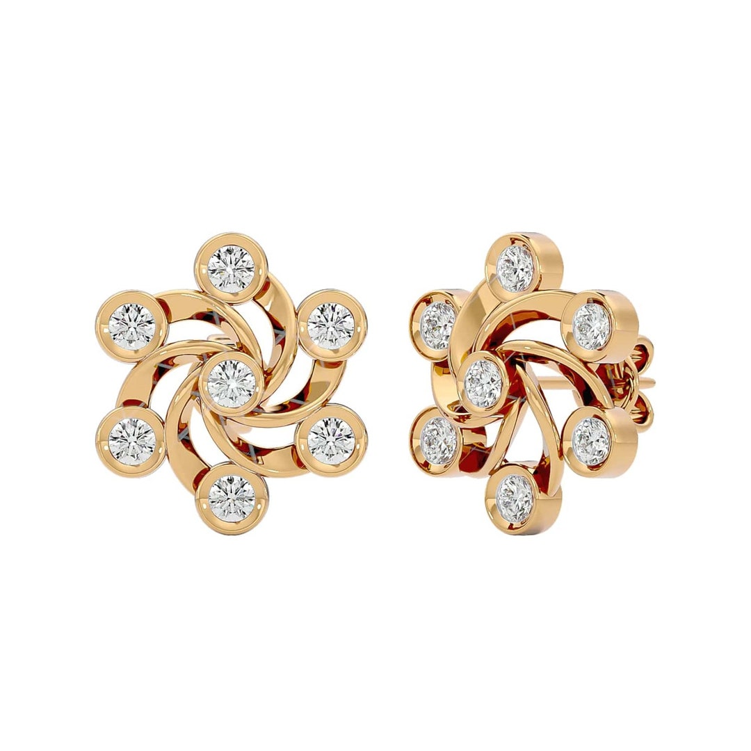 Lab Grown Diamond Bezel Set Stud Earrings in 18K Gold - Etsy
