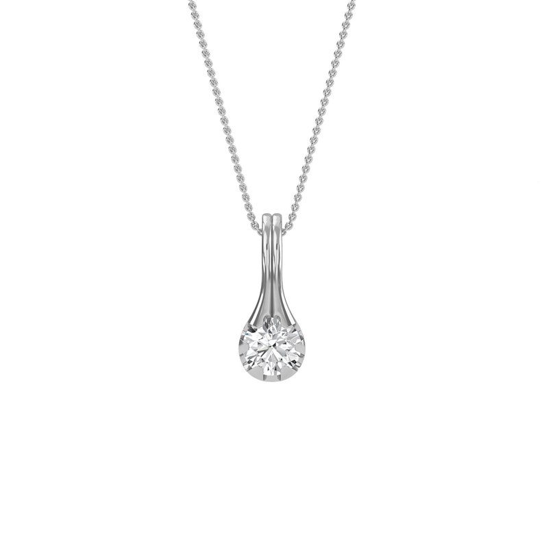 Half Bezel Set Round Diamond Wedding Pendant, Solitaire Diamond Pendant ...