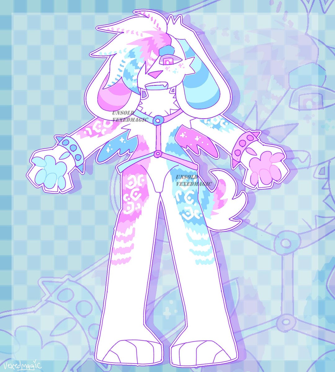 Cotton Candy Bunny Furry Anthro Fursona Adoptable - Etsy