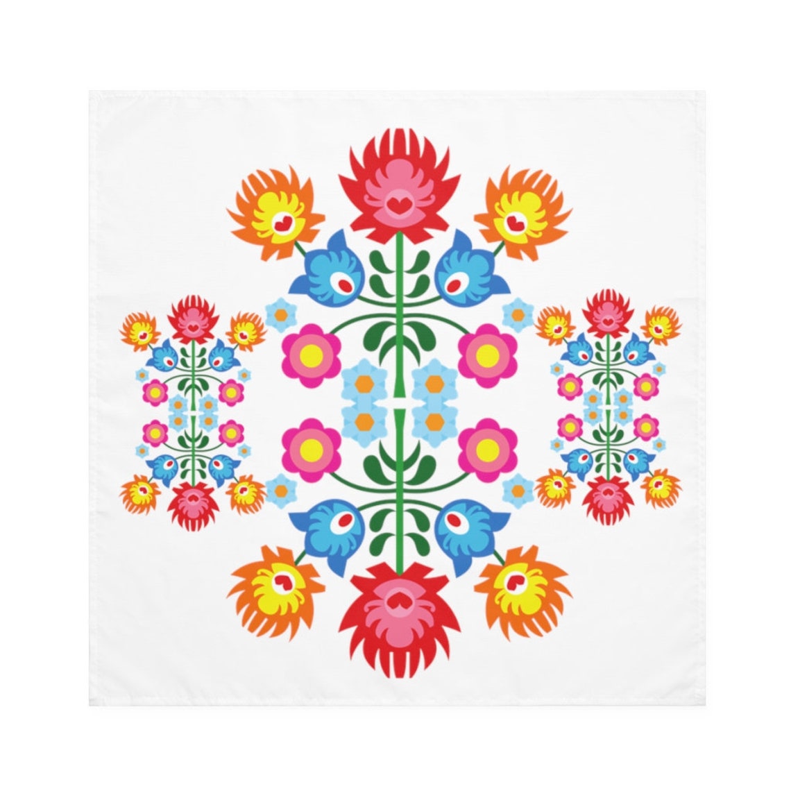 Polish Folk Art Colorful Wycinanki Floral Napkins set of 4 - Etsy