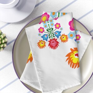 Polish Folk Art Colorful Wycinanki Floral Napkins set of 4 - Etsy