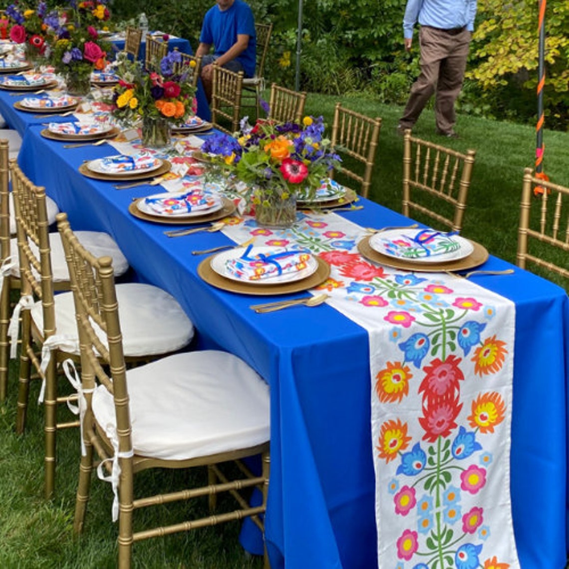 Polish Folk Art Floral Colorful Table Runner cotton Twill - Etsy