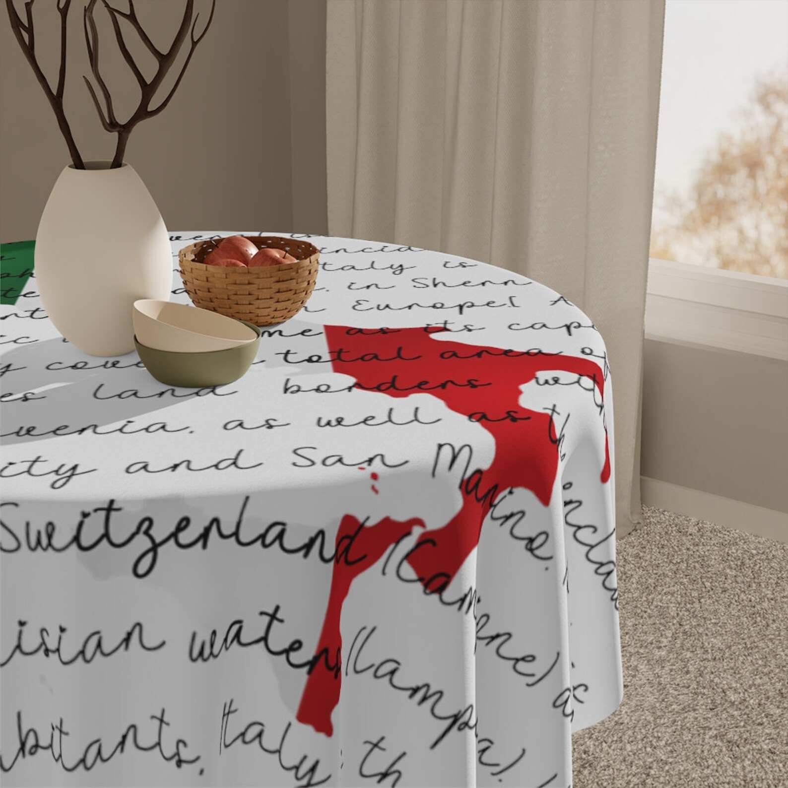 Italian Style Tablecloth: Italy Map & Facts Decor - Etsy