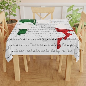 Italian Style Tablecloth: Italy Map & Facts Decor - Etsy