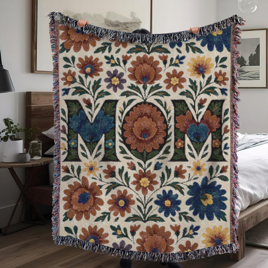Polish Mom Woven Blanket: Wycinanki Folk Art Throw, Family Keepsake - Etsy