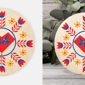 Hex Sign, Pennsylvania Dutch Style, Distelfink, Tulips, Wood Sign 10 ...