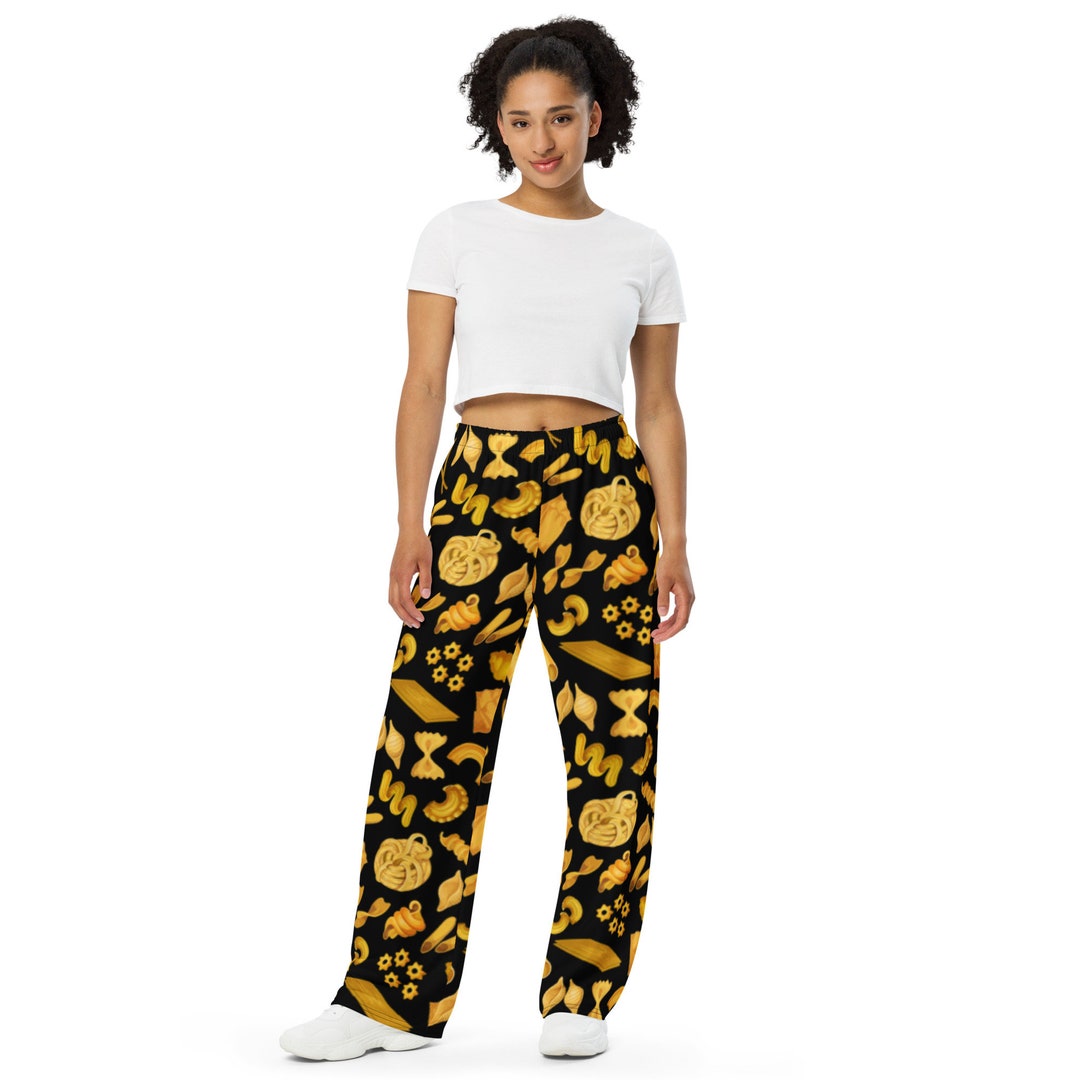 Pasta Print Wide-leg Pants: Italian Food Lover Gift - Etsy
