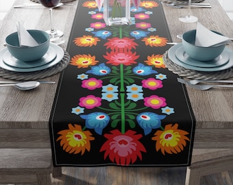 Polish Folk Art Floral Colorful Table Runner cotton Twill - Etsy