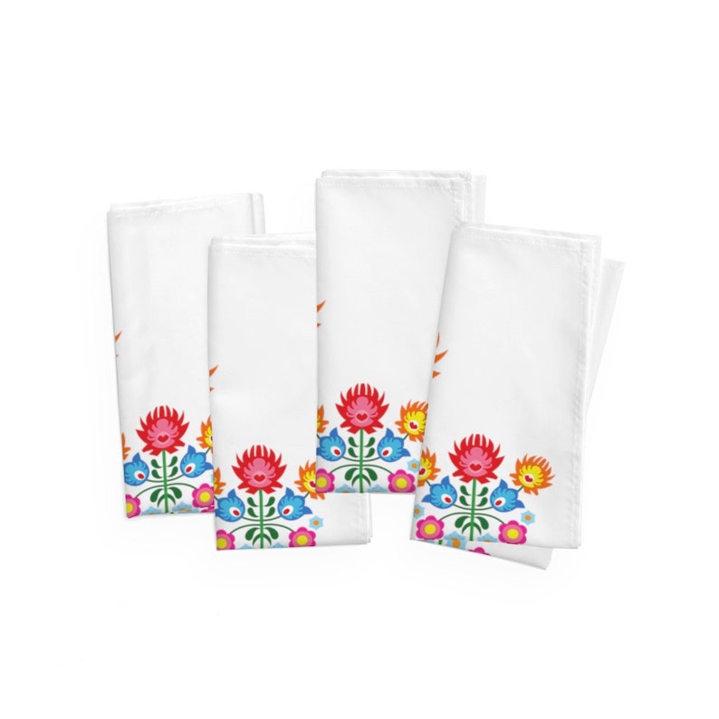 Polish Folk Art Colorful Wycinanki Floral Napkins set of 4 - Etsy