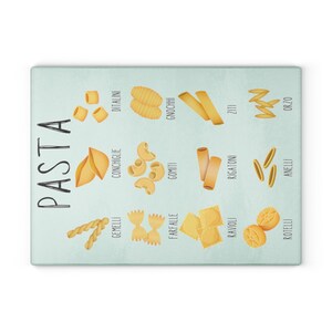 Italian Gifts, Pasta Chart, Pasta Types Glass Cutting Board for Italian ...