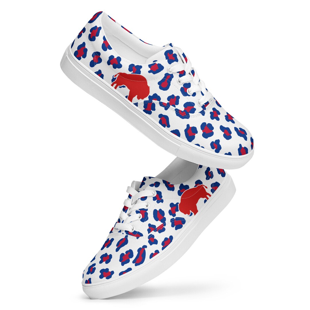 Buffalo Leopard, Red and Blue Womens Lace-up Canvas Shoes for Buffalo ...
